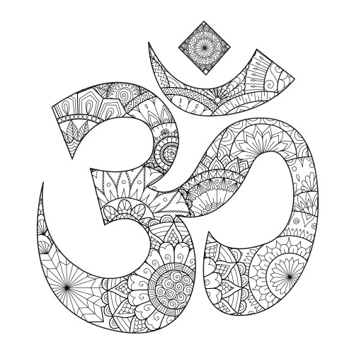 Floral hand drawn om symbol Royalty Free Vector Image