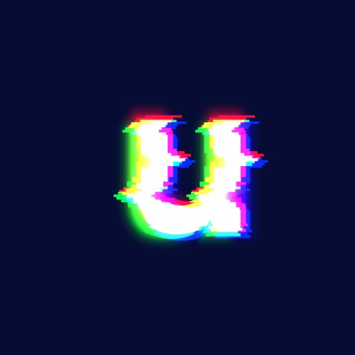 Realistic glitch font character question mark Vector Image