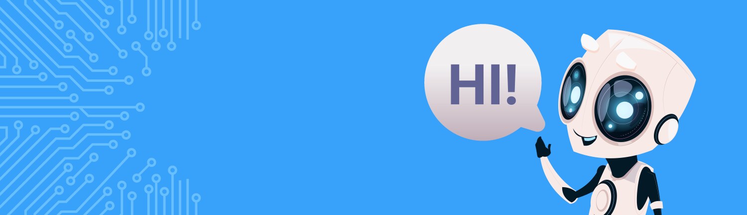 Ai chat bot in image robot head hanging over Vector Image