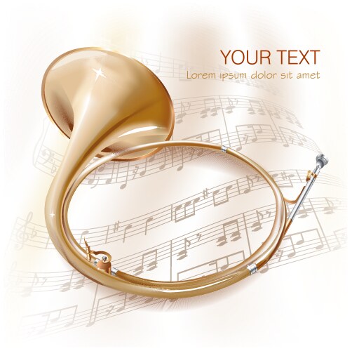 Blowing hunting horn sketch Royalty Free Vector Image