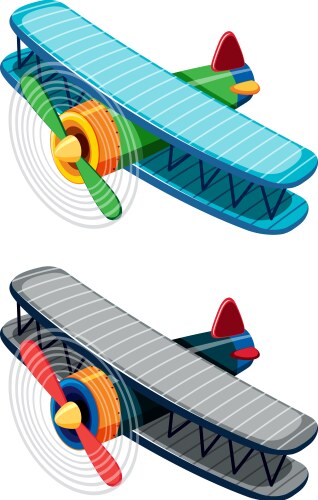 Two airplanes with blue and white colors Vector Image