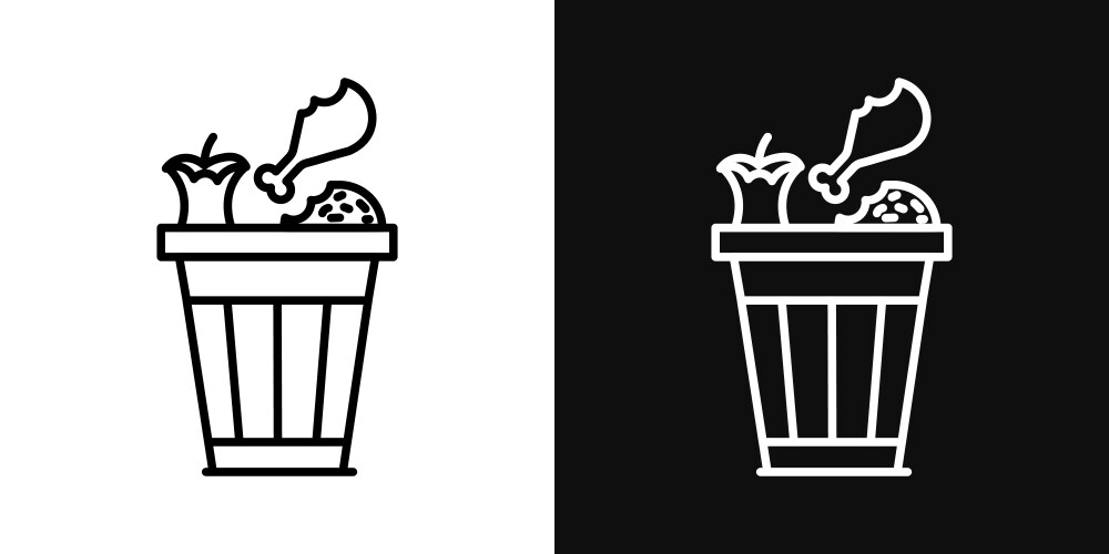 Food waste icon set trash symbol Royalty Free Vector Image