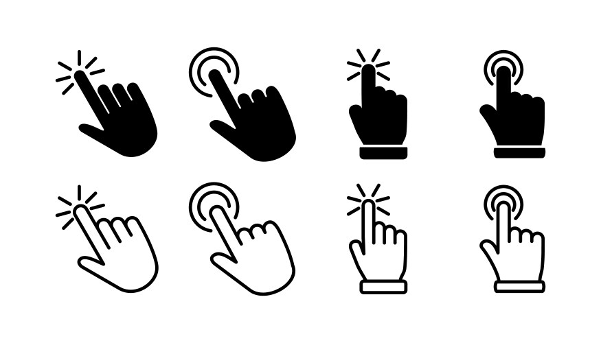Hand click icon clicking finger pointer Royalty Free Vector