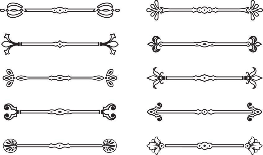 Set of decorative borders and page rules frames Vector Image