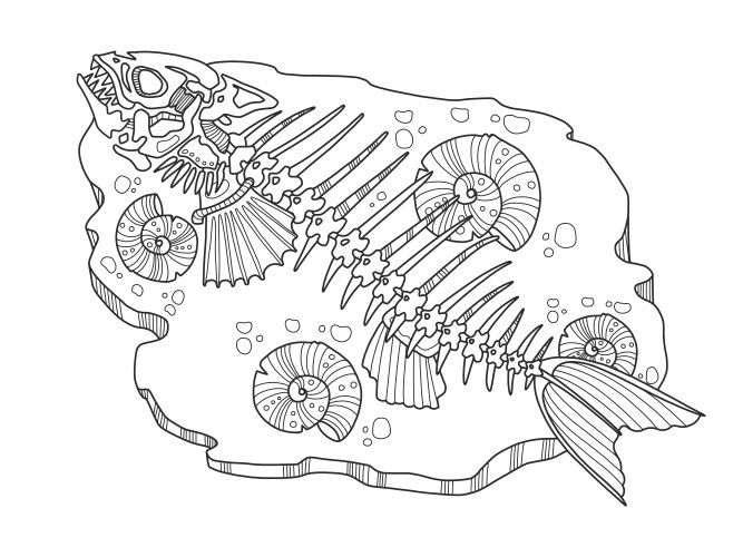 Knitted pattern with fish skeleton Royalty Free Vector Image