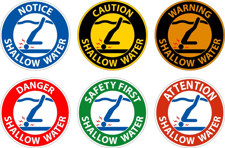 Water safety sign warning - shallow Royalty Free Vector