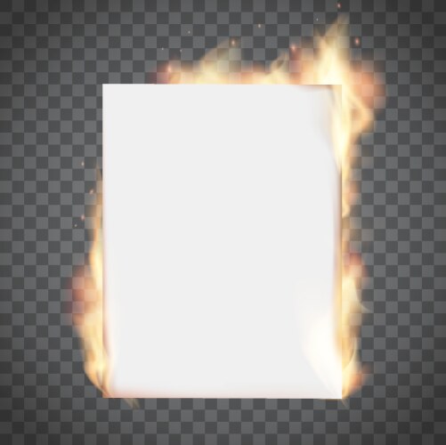 Burning piece of crumpled paper with copy space Vector Image
