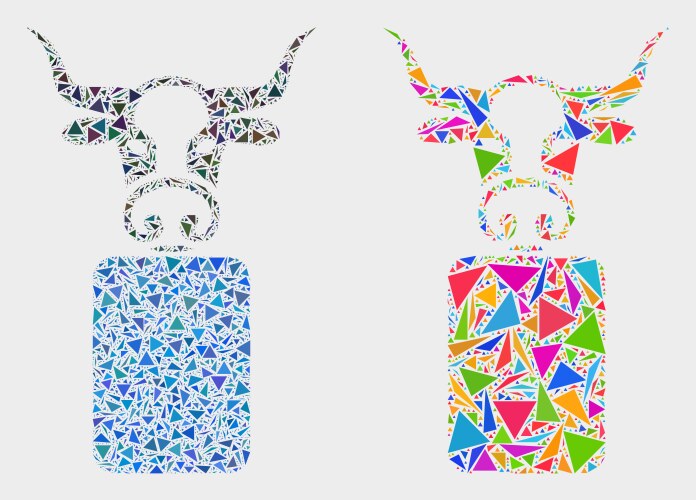 Bull person mosaic icon triangle Royalty Free Vector Image