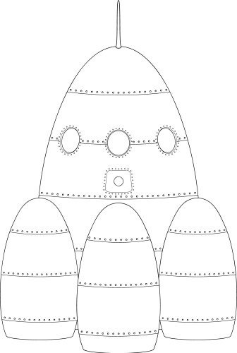 Alien in rocket cartoon coloring page Royalty Free Vector