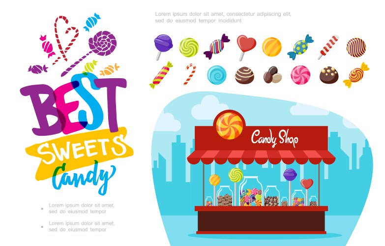 Cartoon candy shop a small cute market Royalty Free Vector