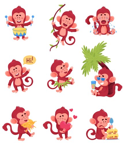 Cartoon monkeys collection set Royalty Free Vector Image