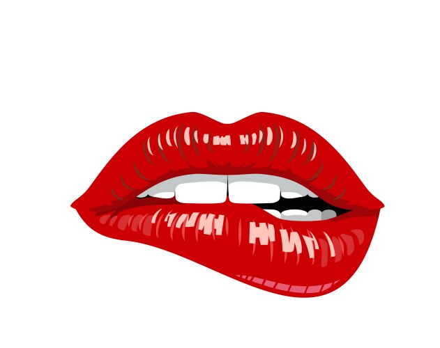 Red lip sexy lips drawing doodle art Royalty Free Vector