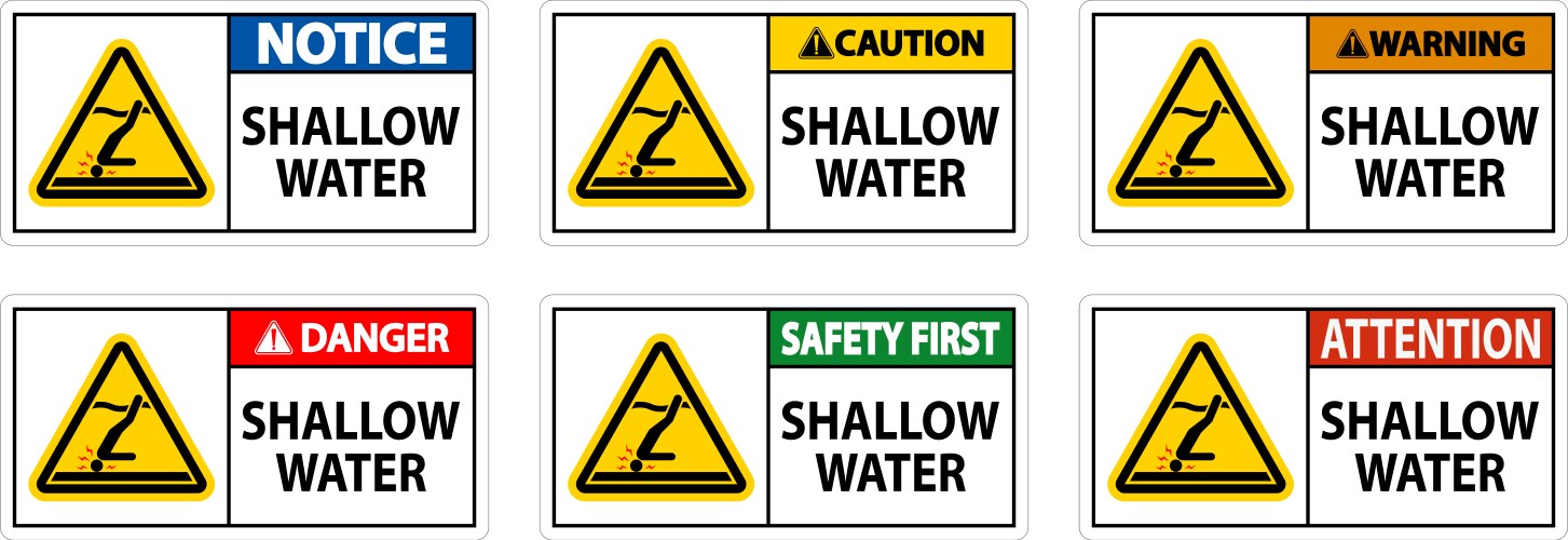 Water safety sign warning - shallow Royalty Free Vector
