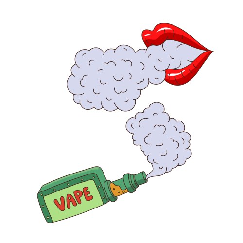 Vaping man in puffs of tobacco smoke flat cartoon Vector Image