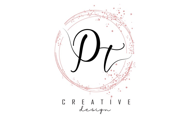 Pt modern letter logo design with swoosh Vector Image