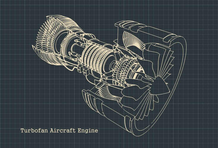 Turbofan Engine Drawings - Technical Schematic Vector Image