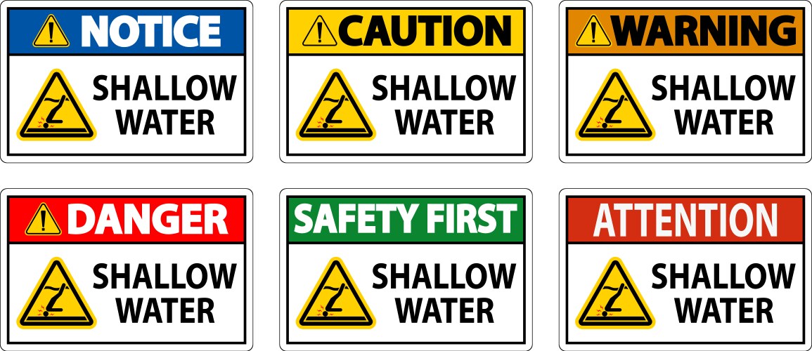 Water safety sign warning - shallow Royalty Free Vector