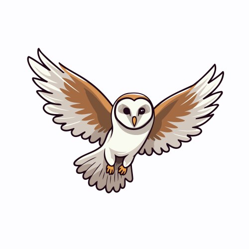 Owl flying with open wings cartoon isolated Vector Image