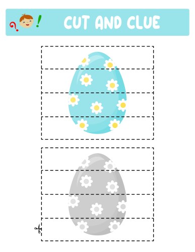 Cut and glue easter eggs educational game Vector Image