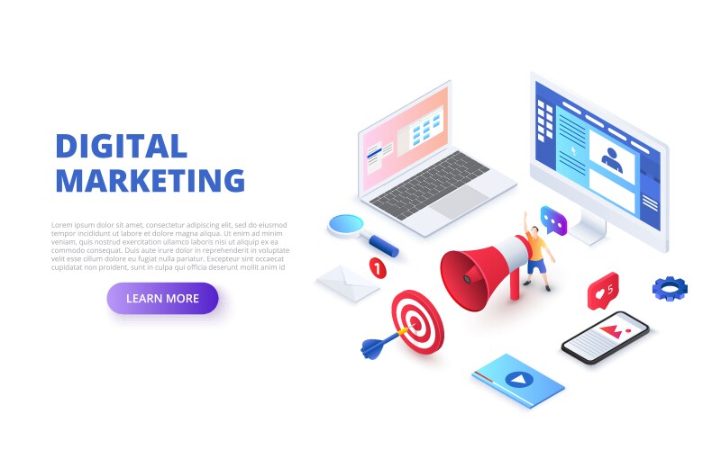 Digital marketing flat design Royalty Free Vector Image