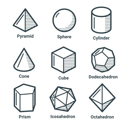 3d geometric shapes isometric linear forms cube Vector Image 3d geometric shapes isometric linear forms cube Vector Image