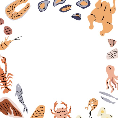 Mediterranean cuisine ingredients border design Vector Image