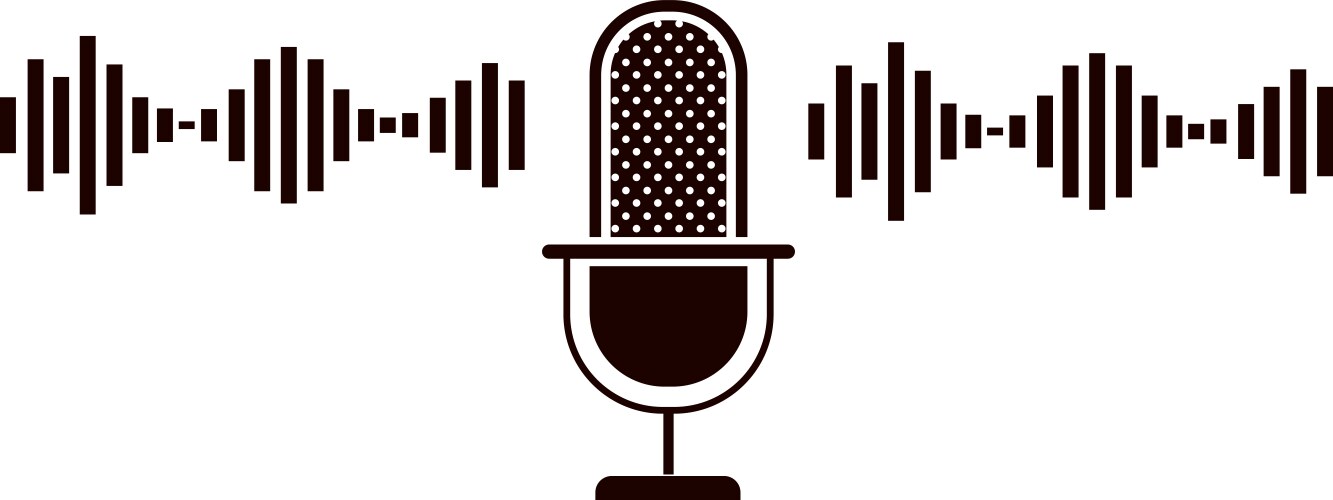 Microphone with sound wave isolated icon Vector Image