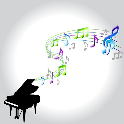 Rainbow colored piano keys musical notes and w Vector Image
