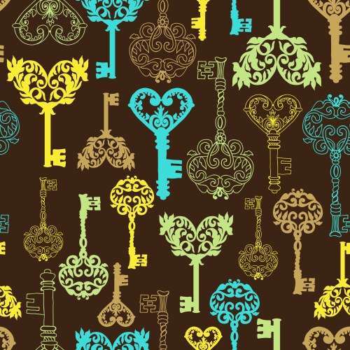 Seamless pattern with golden keys Royalty Free Vector Image