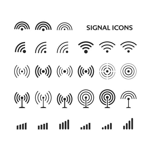 Railway crossing icons set outline signal Vector Image