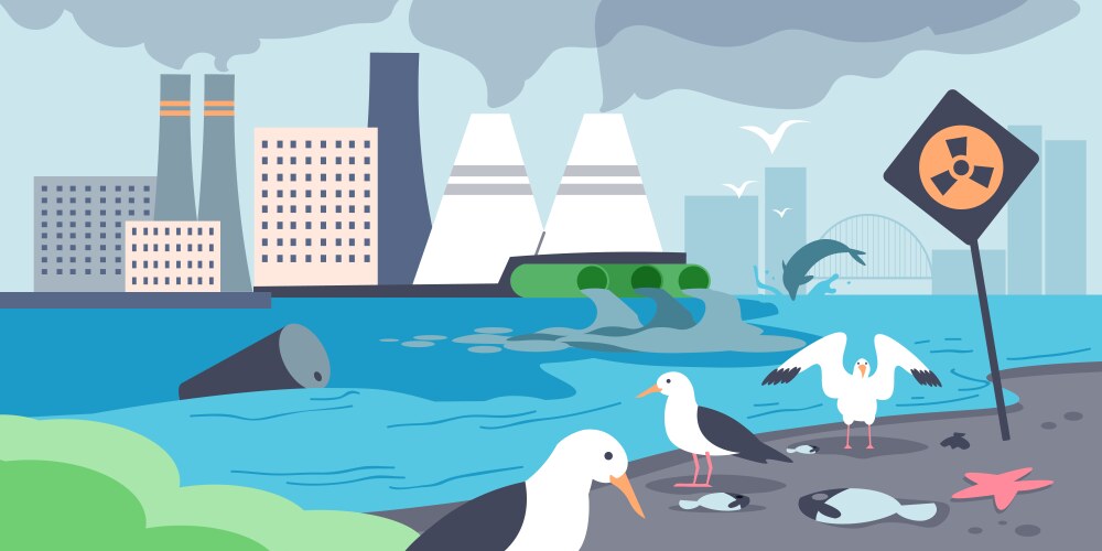 Water pollution environmental problem emissions Vector Image