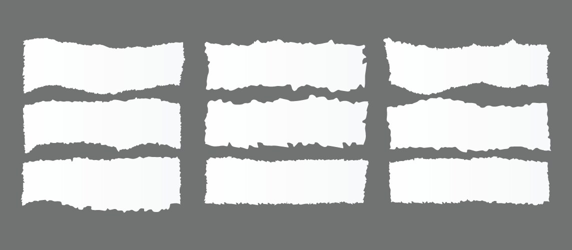 Jagged torn paper set black shape ripper Vector Image