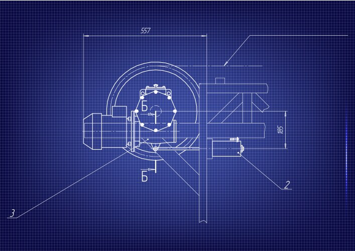 Machine-building drawings on a blue background Vector Image