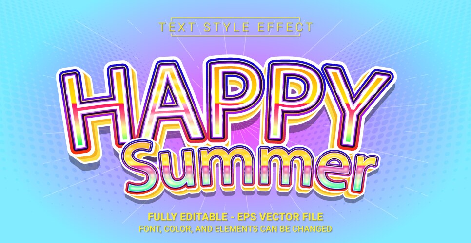 Summer holiday text style effect editable graphic Vector Image