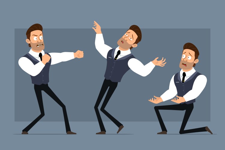 Cartoon strong muscular boy character set Vector Image