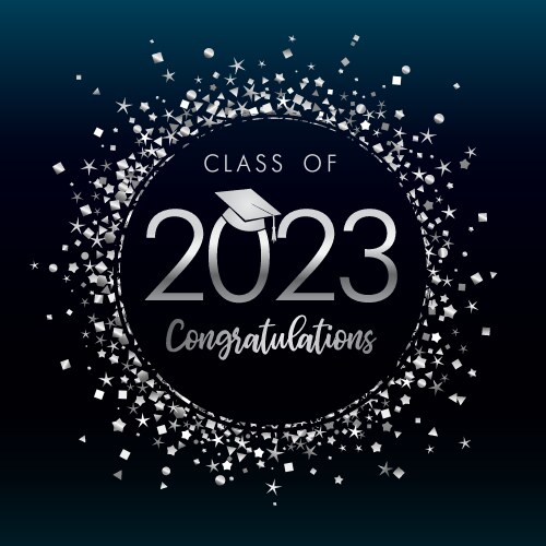 Class of 2023 with graduation cap Royalty Free Vector Image