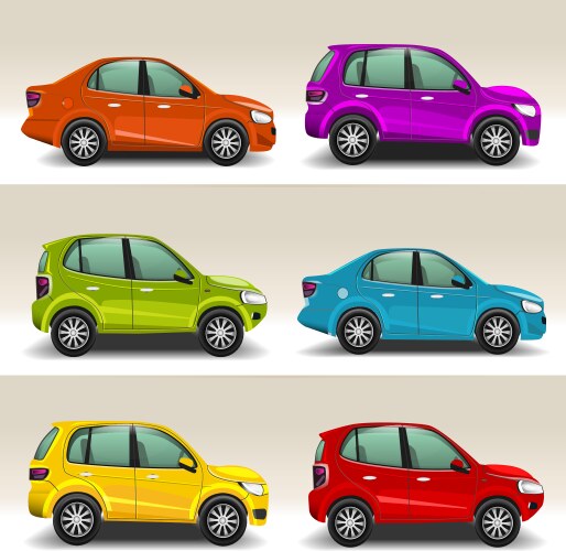 Colorful cartoon cars Royalty Free Vector Image