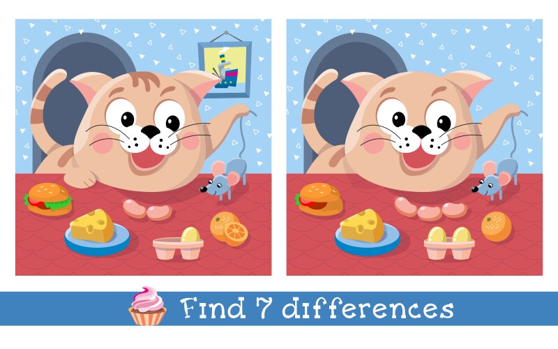 Find 10 differences educational puzzle game Vector Image