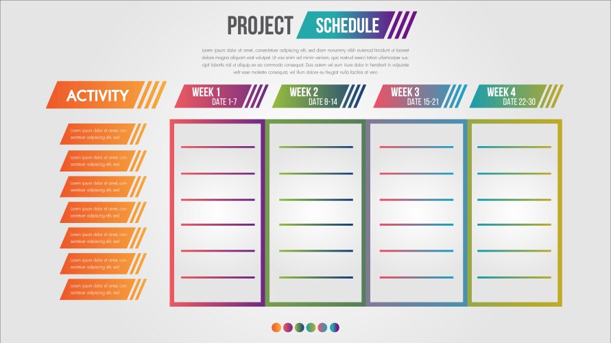 Project schedule chart daily and weekly timetable Vector Image
