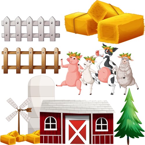 Poultry farm elements set Royalty Free Vector Image