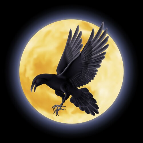 Crow red moon Royalty Free Vector Image - VectorStock