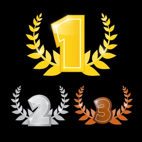 First second and third place icons 1 - 2 -3 cogs Vector Image