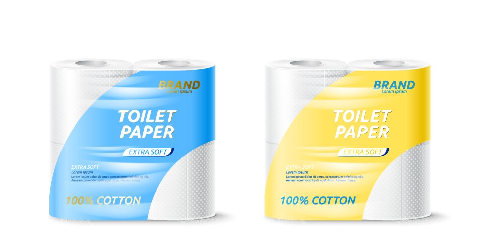 Realistic toilet paper roll package mockup Vector Image