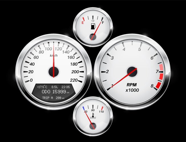 Car dashboard speedometer tachometer gauge fuel Vector Image