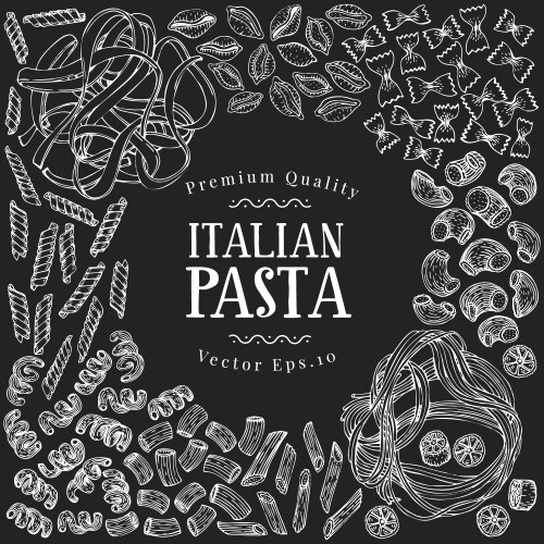 Hand drawn pasta menu vintage line art Royalty Free Vector