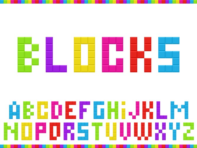 Pixel lower case alphabet Royalty Free Vector Image