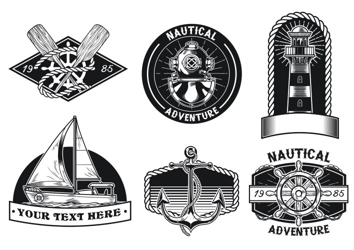 Nautical design object set Royalty Free Vector Image