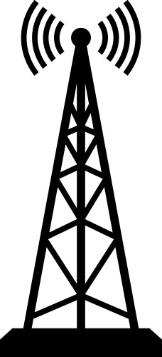 Tall white radio tower with red light Royalty Free Vector
