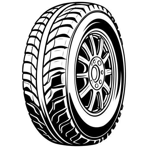 Tire drawing outline cartoon line engraving Vector Image