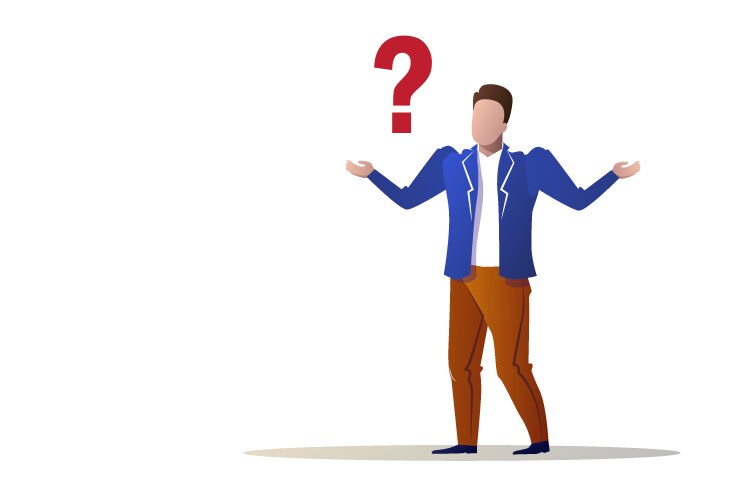Man is thinking question mark Royalty Free Vector Image